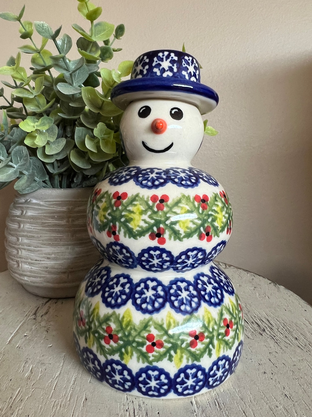Polish Pottery Snowman - Etsy