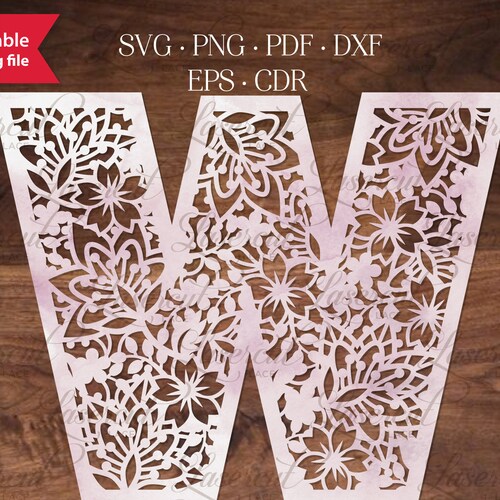 Monogram Letter W Svg Cut File Botanical Alphabet Lasecut - Etsy