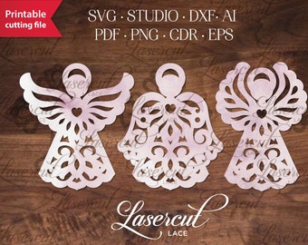 Cricut Silhouette Angel Template vector. Laser cut vector SVG | Etsy
