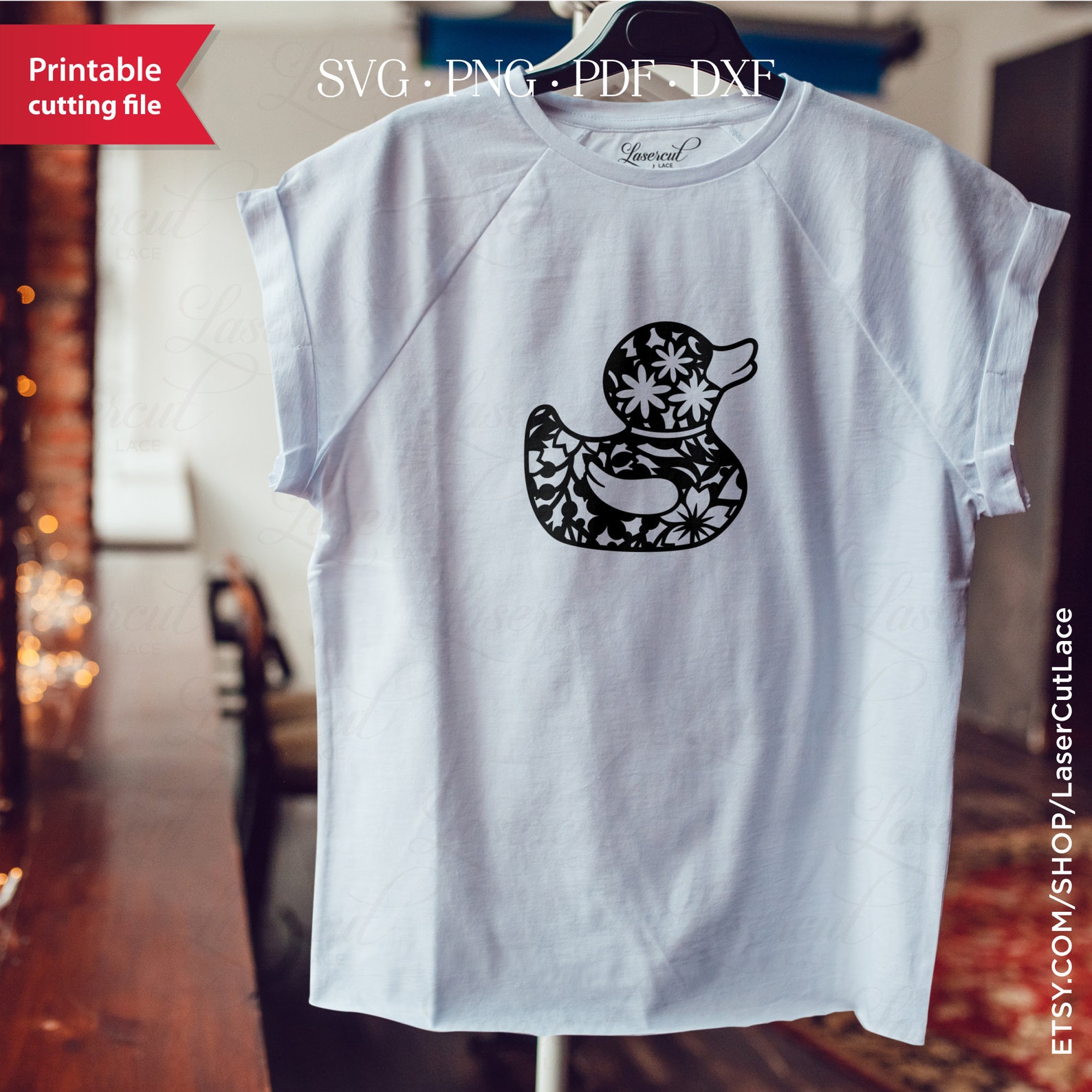 Rubber Duck SVG Cuttable File, Flower Duckling Stencil Laser Cut ...