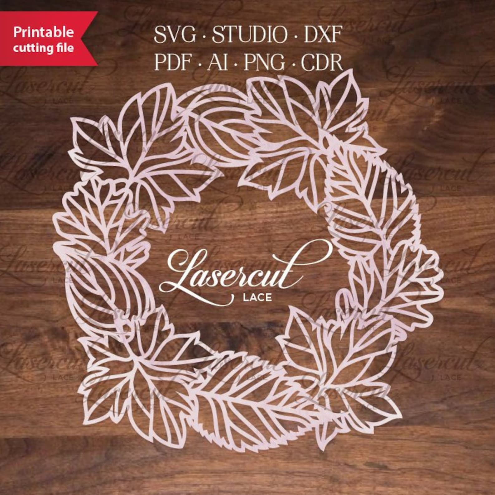 Fall leaves wreath monogram frame svg Autumn placemat svg | Etsy