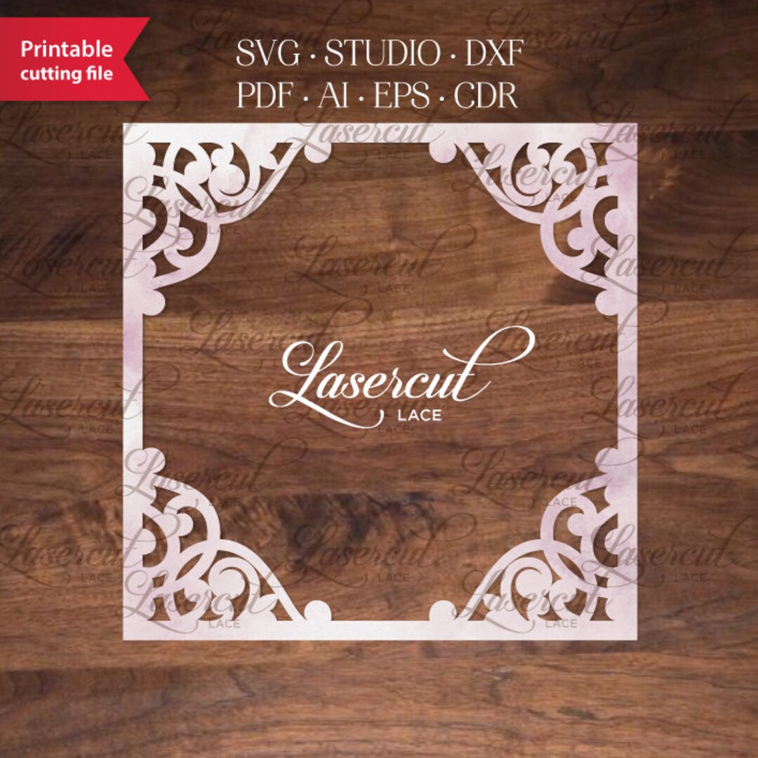 Fancy Square Frame Vector Template for Laser Cutting. SVG DXF Vector ...