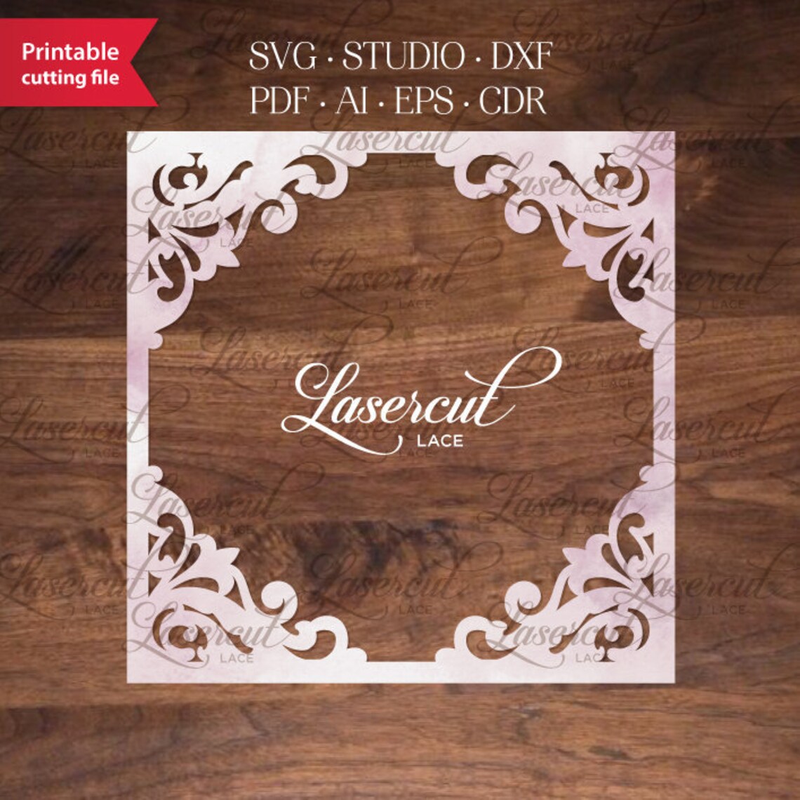 Swirly Photo Frame Square Template for Paper Cutting. Digital | Etsy