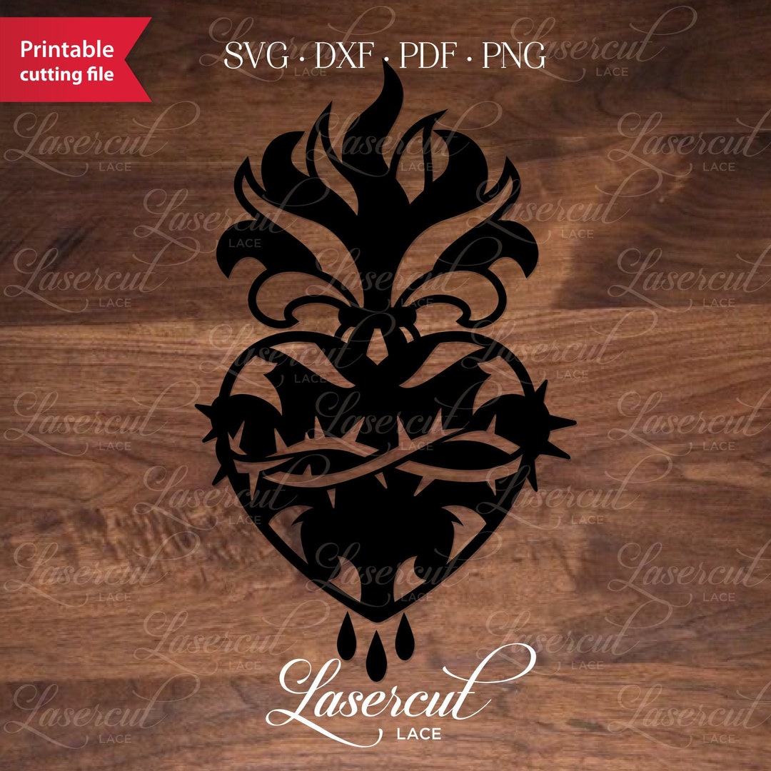 Sacred Heart SVG Cut File, Sacred Heart Art Dxf, Sacred Heart Jesus ...