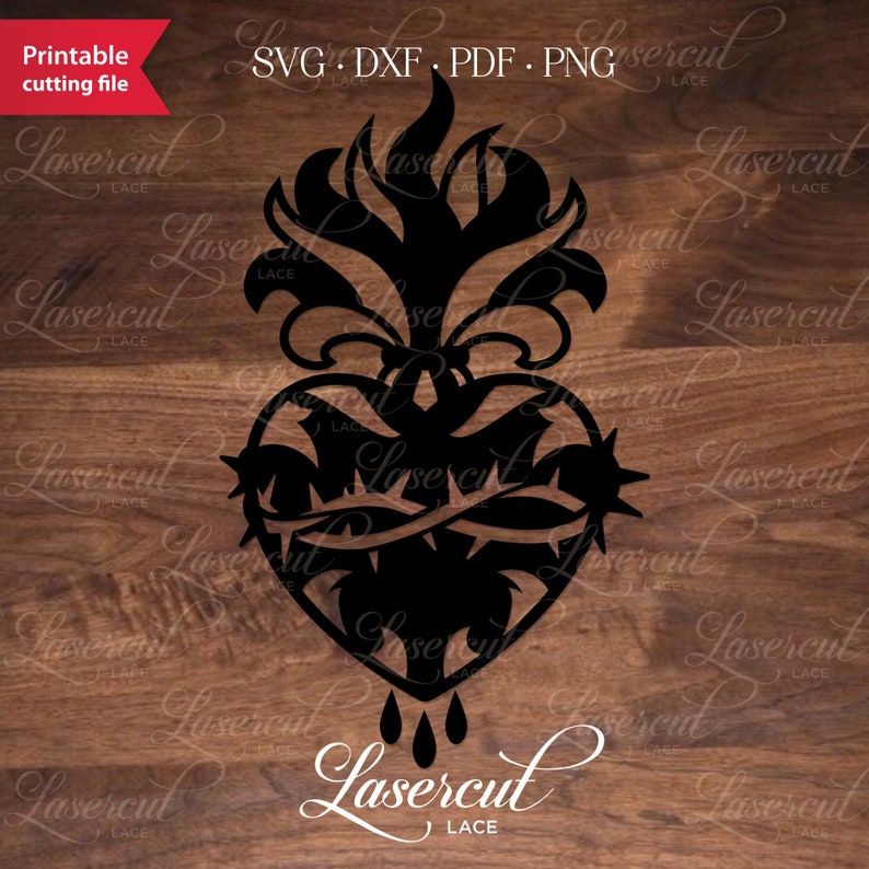 Sacred Heart Svg Cut File Sacred Heart Art Dxf Sacred Heart Etsy
