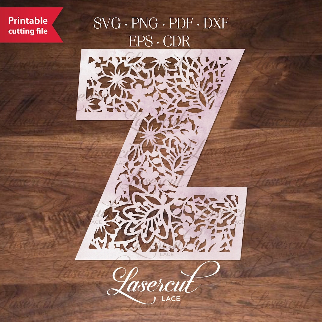 Letter Z Filigree Inset, Floral Summer Monogram Initial Alphabet Letter ...