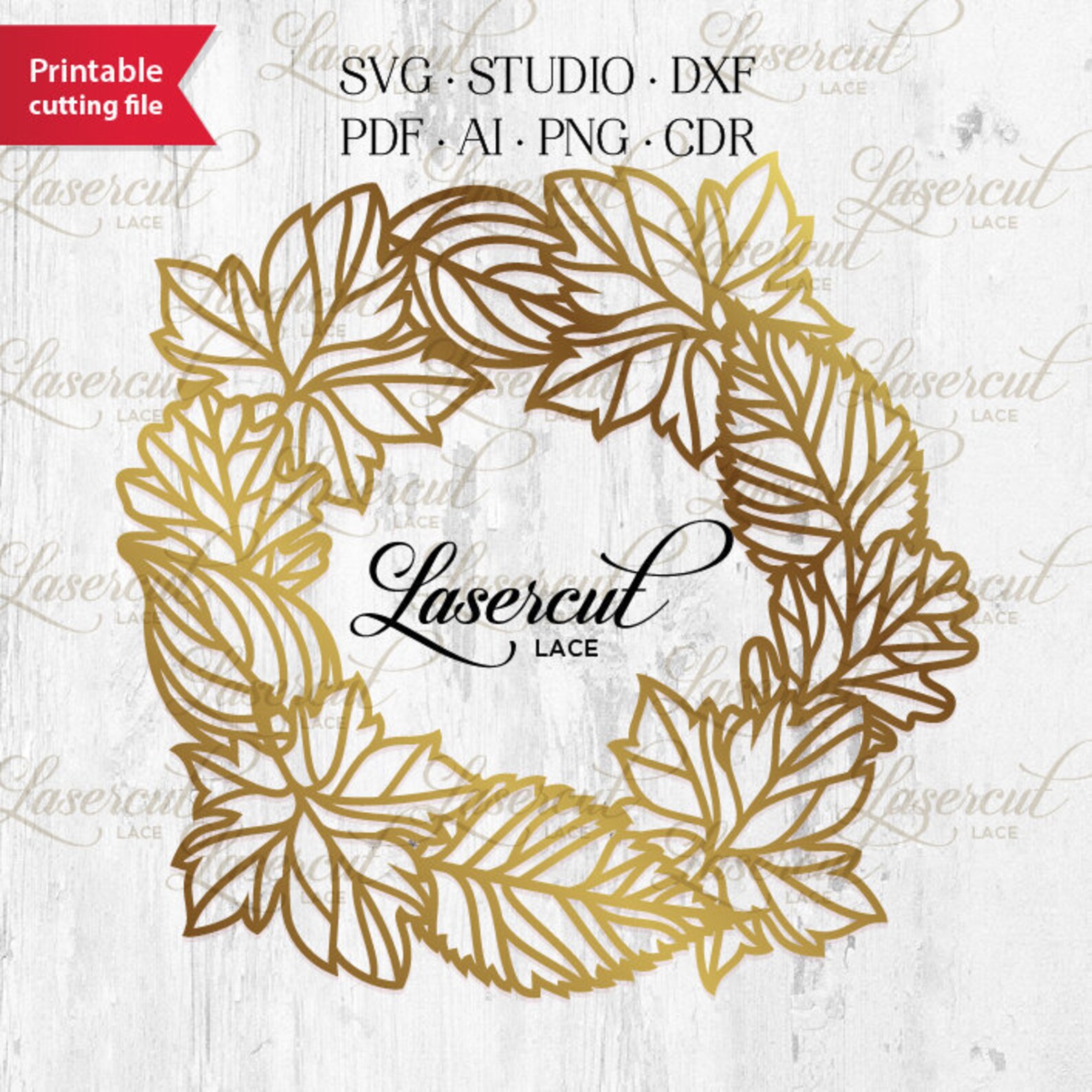 Fall leaves wreath monogram frame svg Autumn placemat svg | Etsy