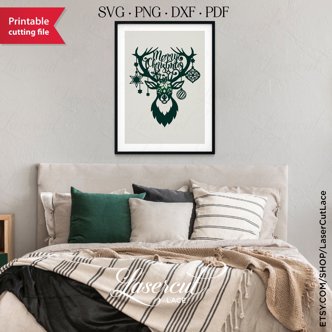 Christmas Stag Deer SVG Cut File Merry Christmas Reindeer - Etsy