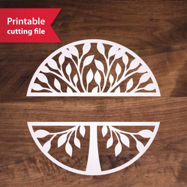 Vector Tree Split Monogram SVG DXF PNG Cutting File. Tree - Etsy