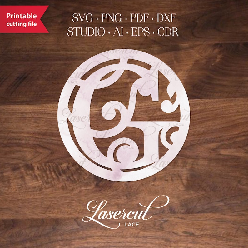 Circle Monogram ONE Monogram Letter G Uppercase Template - Etsy