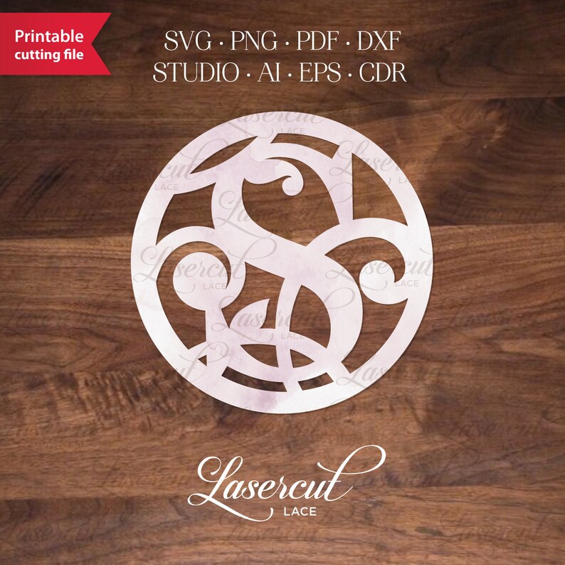 SVG Monogram in Frame, Cricut Template Lasercut, Vector Letter S ...