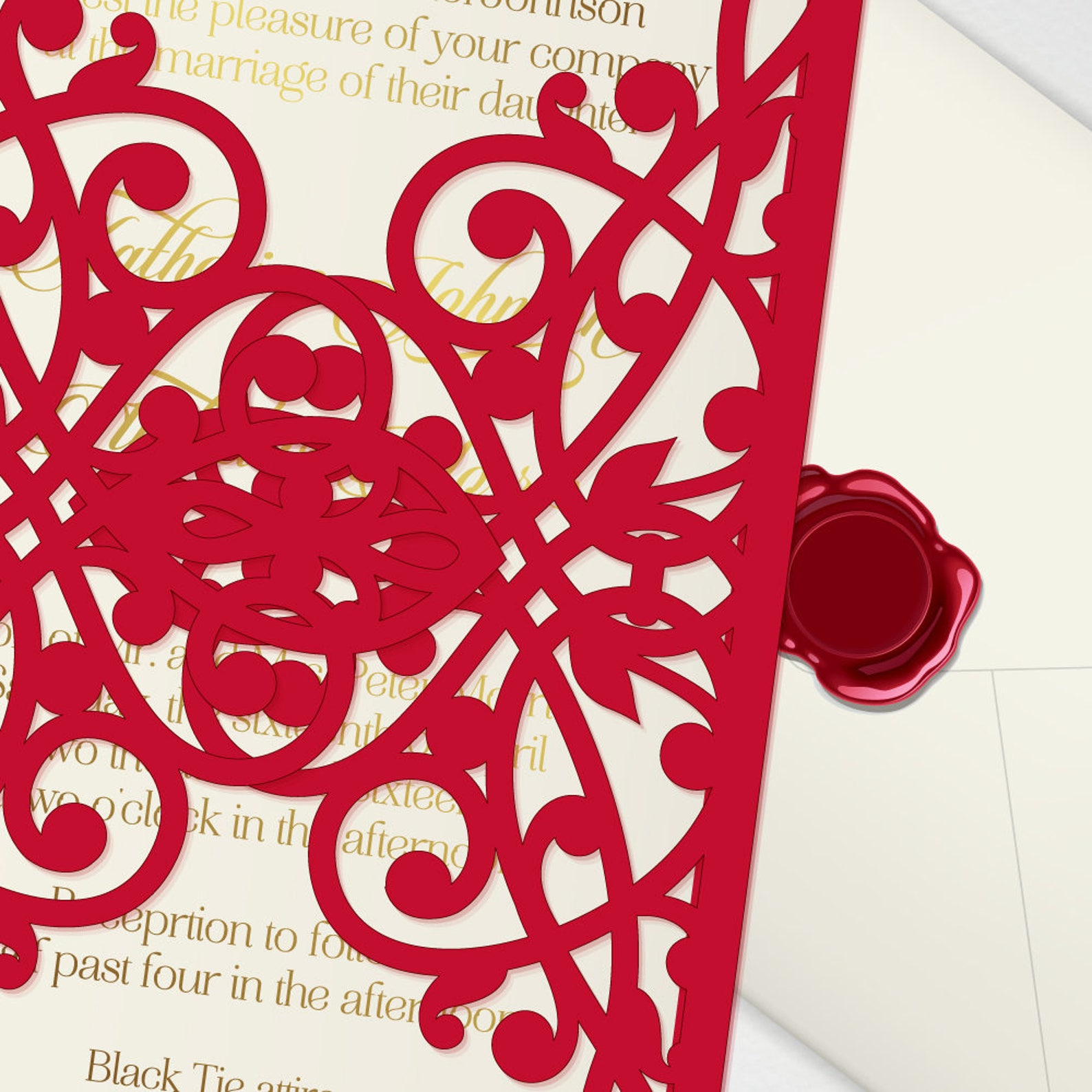 Lasercut Wedding Invitation SVG Template, 5x7" Lasercut Card ...