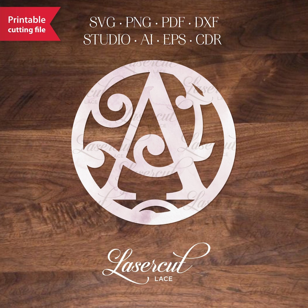 Circle Flourish Monogram A SVG Template. One Monogram Initial (8 File ...