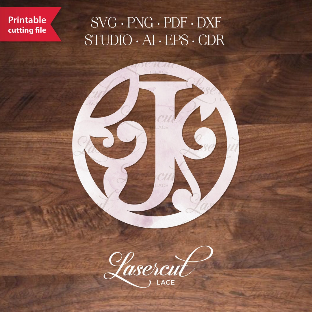 Round Monogram Initial Letter J SVG for Cricut, Silhouette Cameo ...