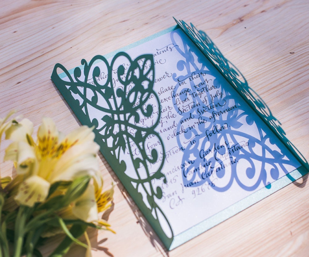 Lasercut Wedding Invitation SVG Template, 5x7" Lasercut Card ...