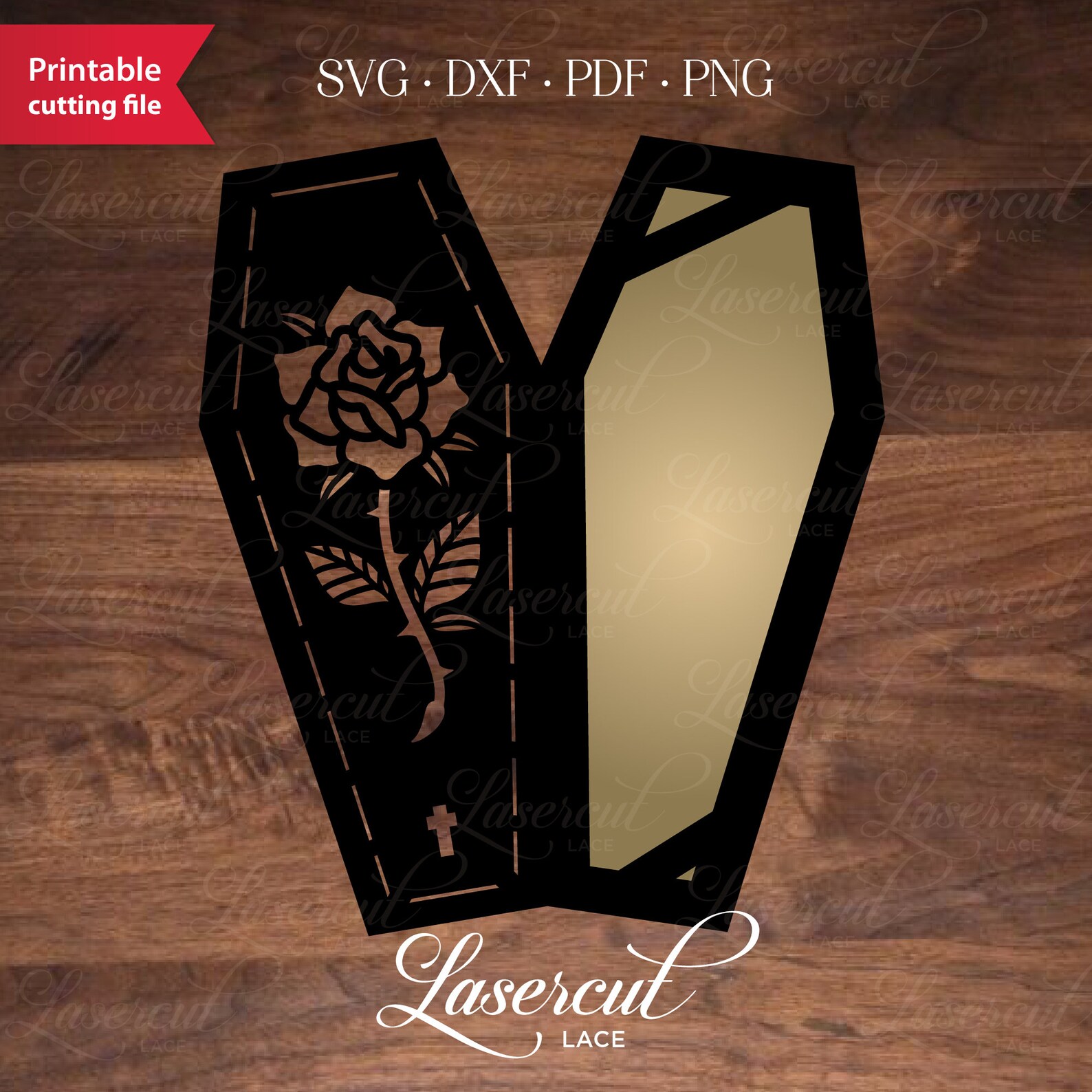 Gothic Floral Coffin Card Svg, Halloween Party Spooky Invitation Cut ...