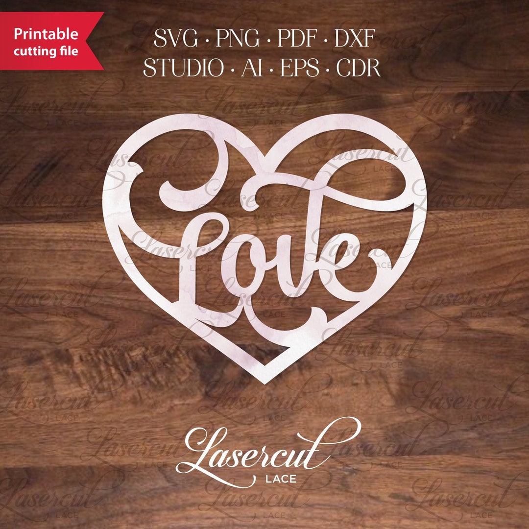 Love Heart Svg Dxf Cutting File Vector Valentines Template For Cricut