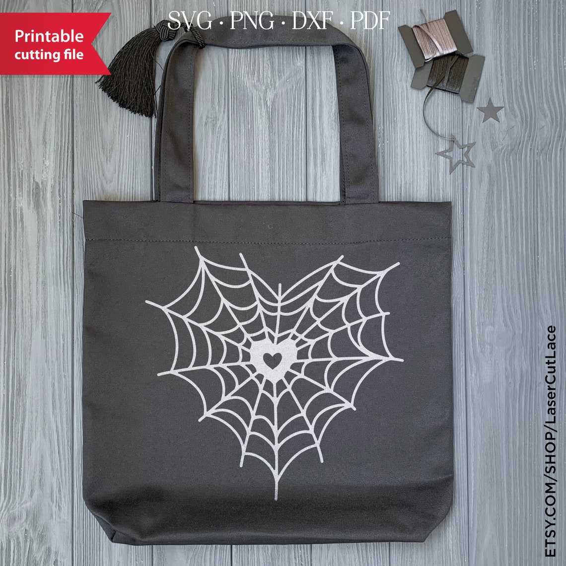 Spiderweb Heart SVG Cutting File for Cricut or Silhouette | Etsy