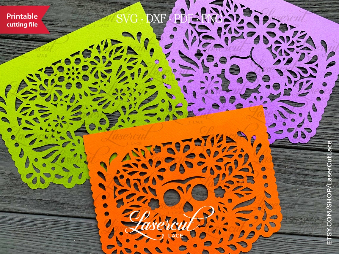 Papel Picado Banners Template SVG Cut File Altar De Los - Etsy