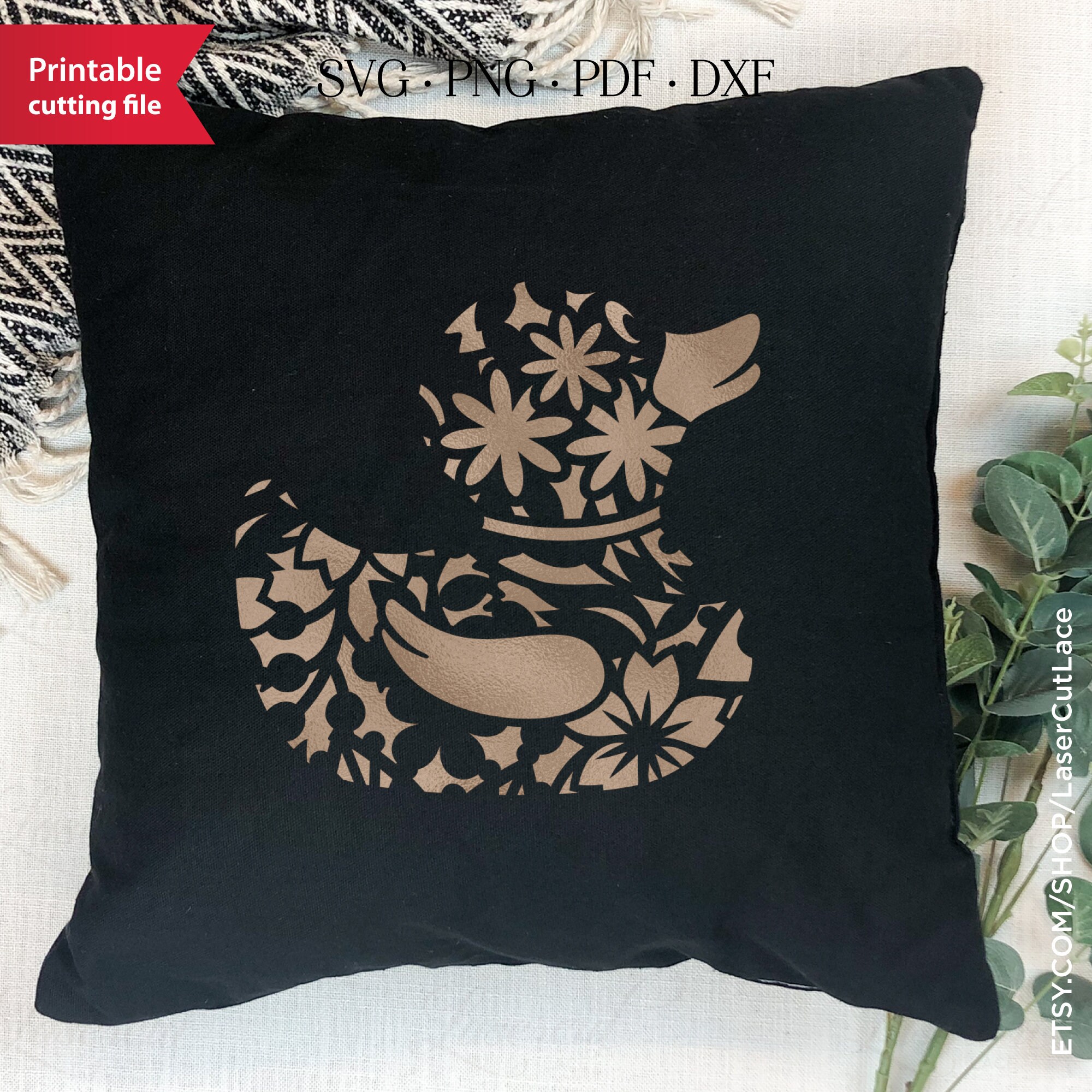 Rubber Duck SVG Cuttable File, Flower Duckling Stencil Laser Cut ...