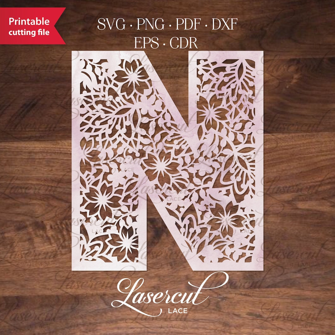 Spring Monogram Letter N, Cutting Template, Laser Cut Family Logo ...