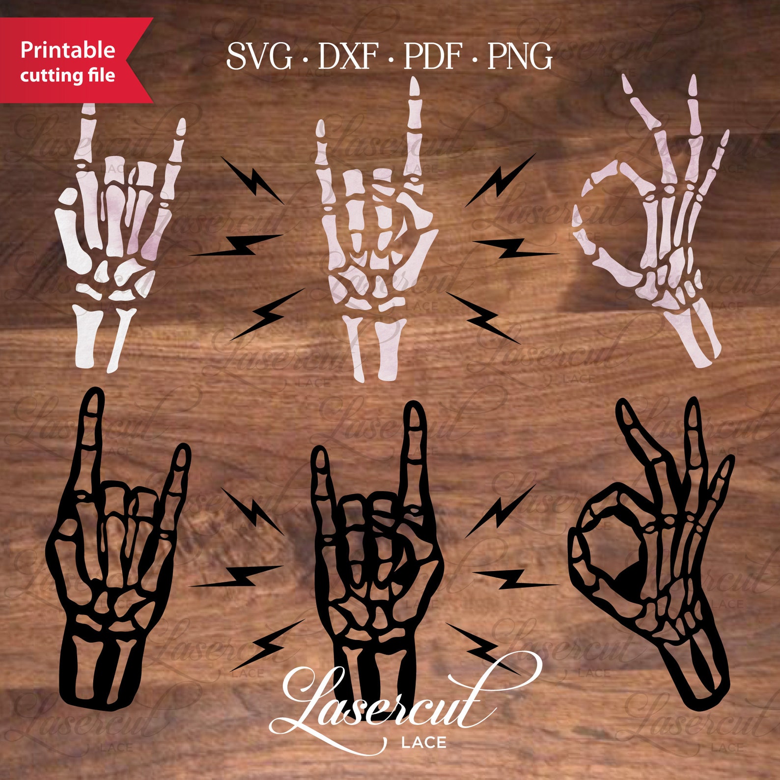 Rock on Skeleton Hands SVG File Ok Sign Halloween Stencil - Etsy