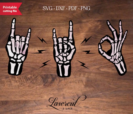 Rock on Skeleton Hands SVG File Ok Sign Halloween Stencil | Etsy