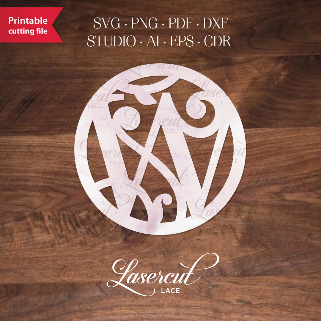 Alphabet Monogram Initial Letter W Laser Cut Template, SVG for Cricut ...