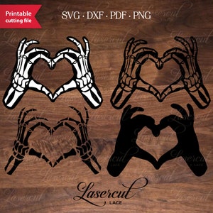Skelly Hands SVG, Skeleton Hands Making Heart Dxf Cut File, Hand Heart ...