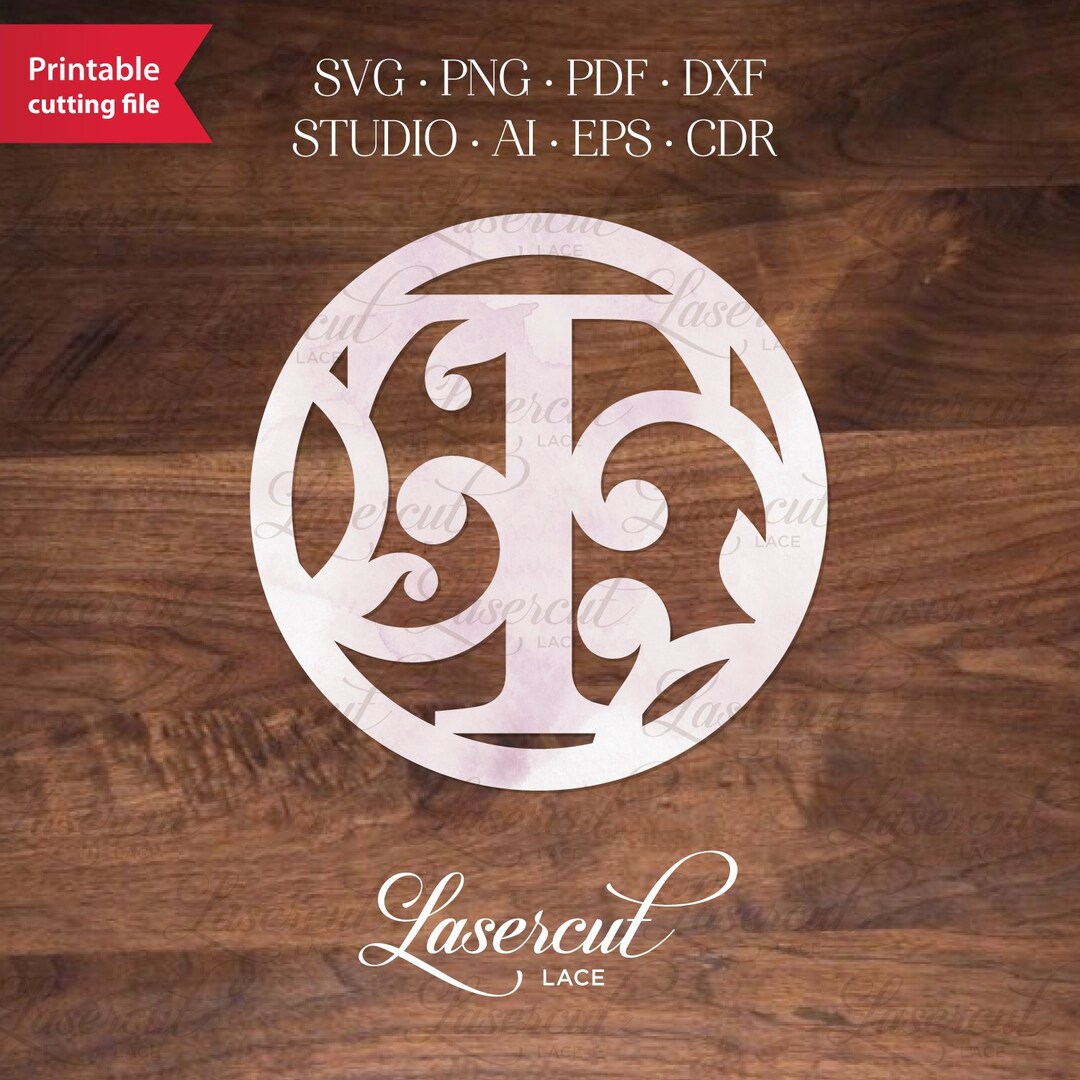 Monogram Initial Letter T. Alphabet Monogram Svg, Dxf, Png Cut File for ...