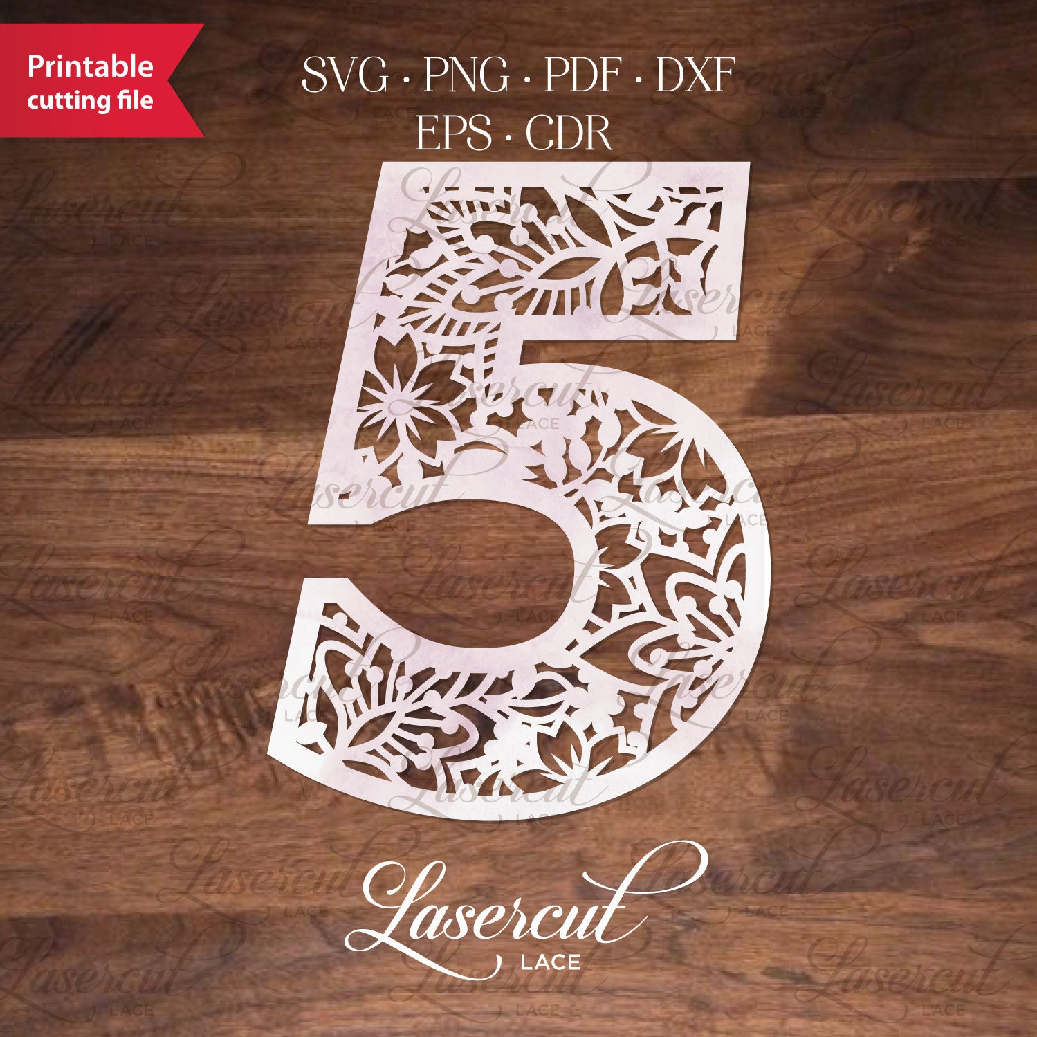Number FIVE svg file for Cricut Floral numbers lasercut | Etsy
