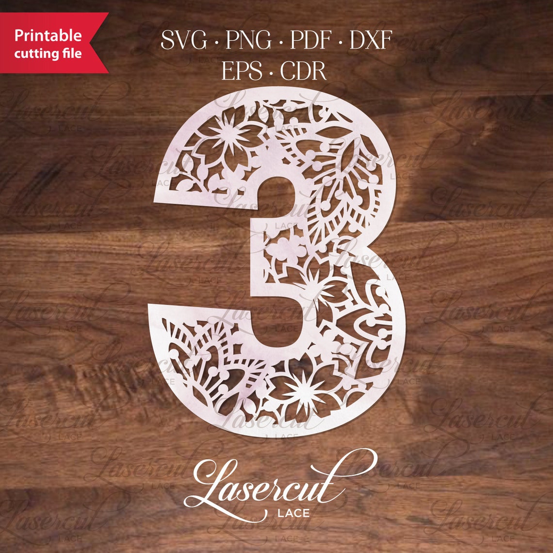 Number 3 Three Svg File for Cricut, Floral Numbers, Cupcake Topper SVG ...