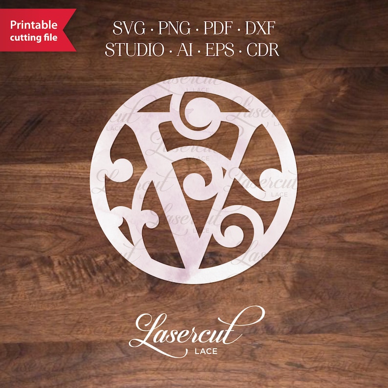 Monogram SVG Letter V Initial for Paper Cutting Laser Cut - Etsy