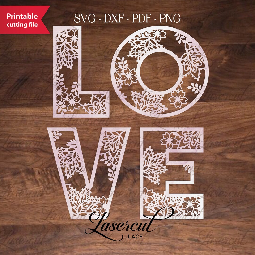 Love Word Floral SVG Cut File, Valentine Cutting File for Cricut, Love ...