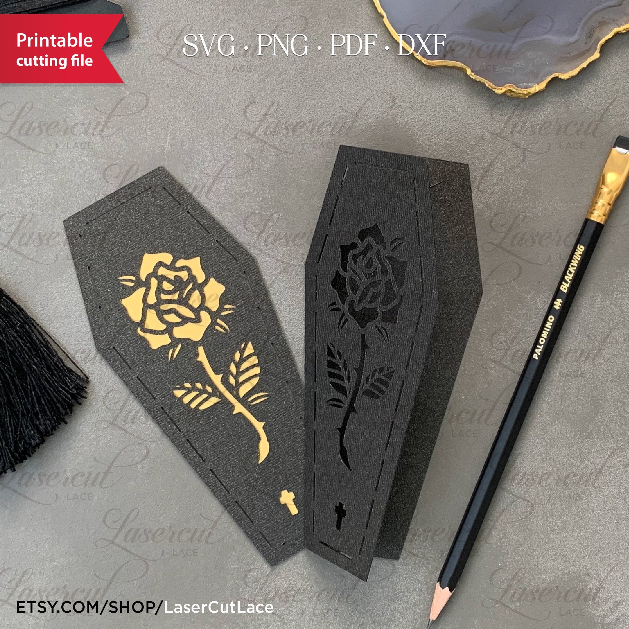 Gothic Floral Coffin Card Svg, Halloween Party Spooky Invitation Cut ...