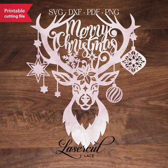 Christmas Stag Deer SVG Cut File Merry Christmas Reindeer - Etsy