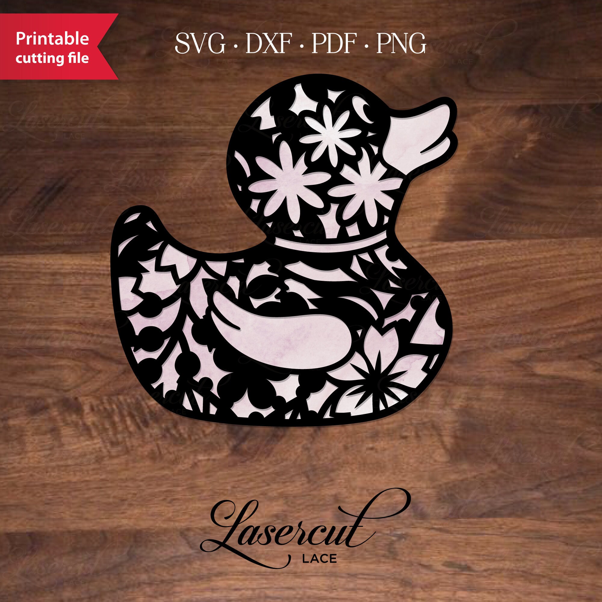 Rubber Duck SVG Cuttable File, Flower Duckling Stencil Laser Cut ...