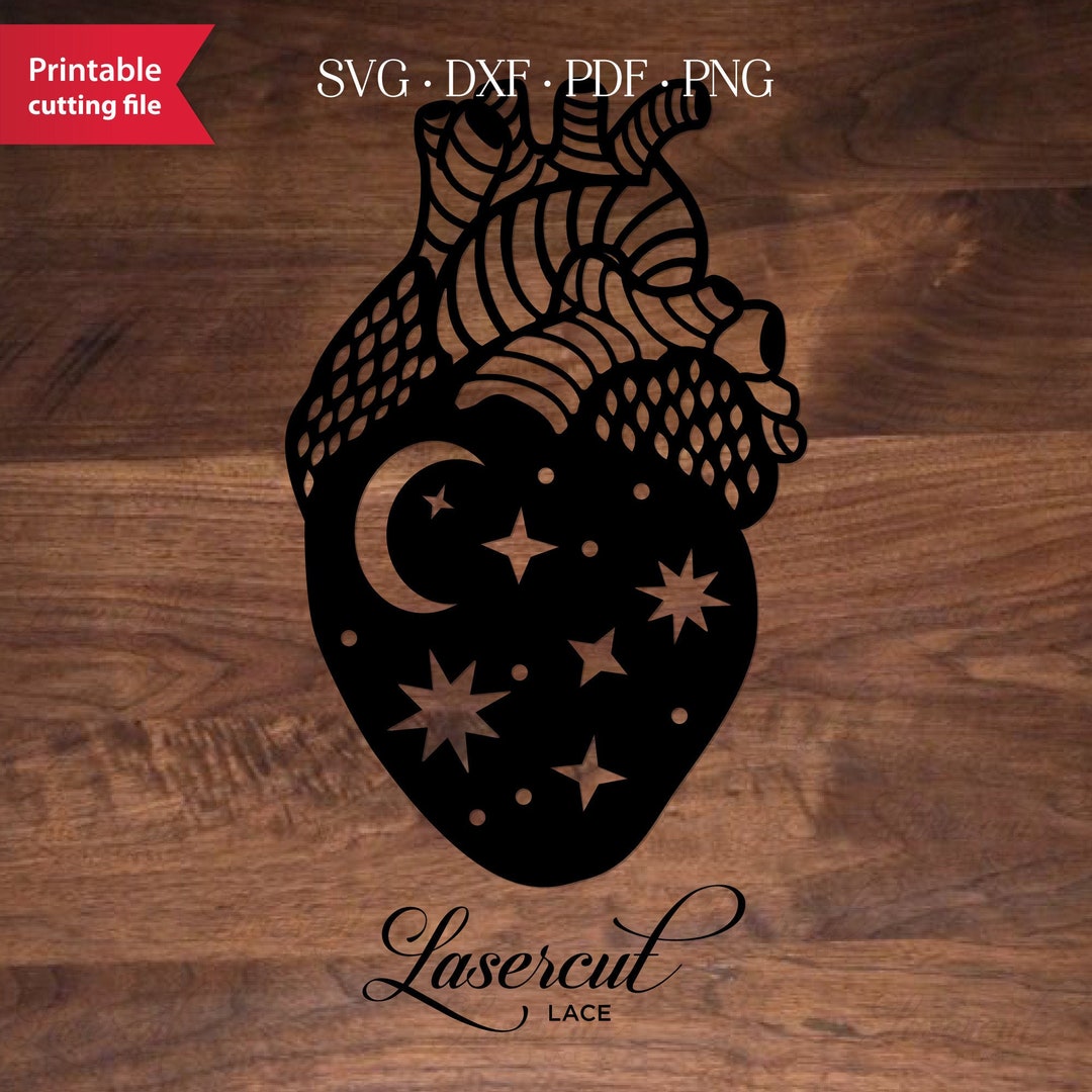 Inner Space Human Heart SVG Cut File, Celestial Anatomical Heart ...