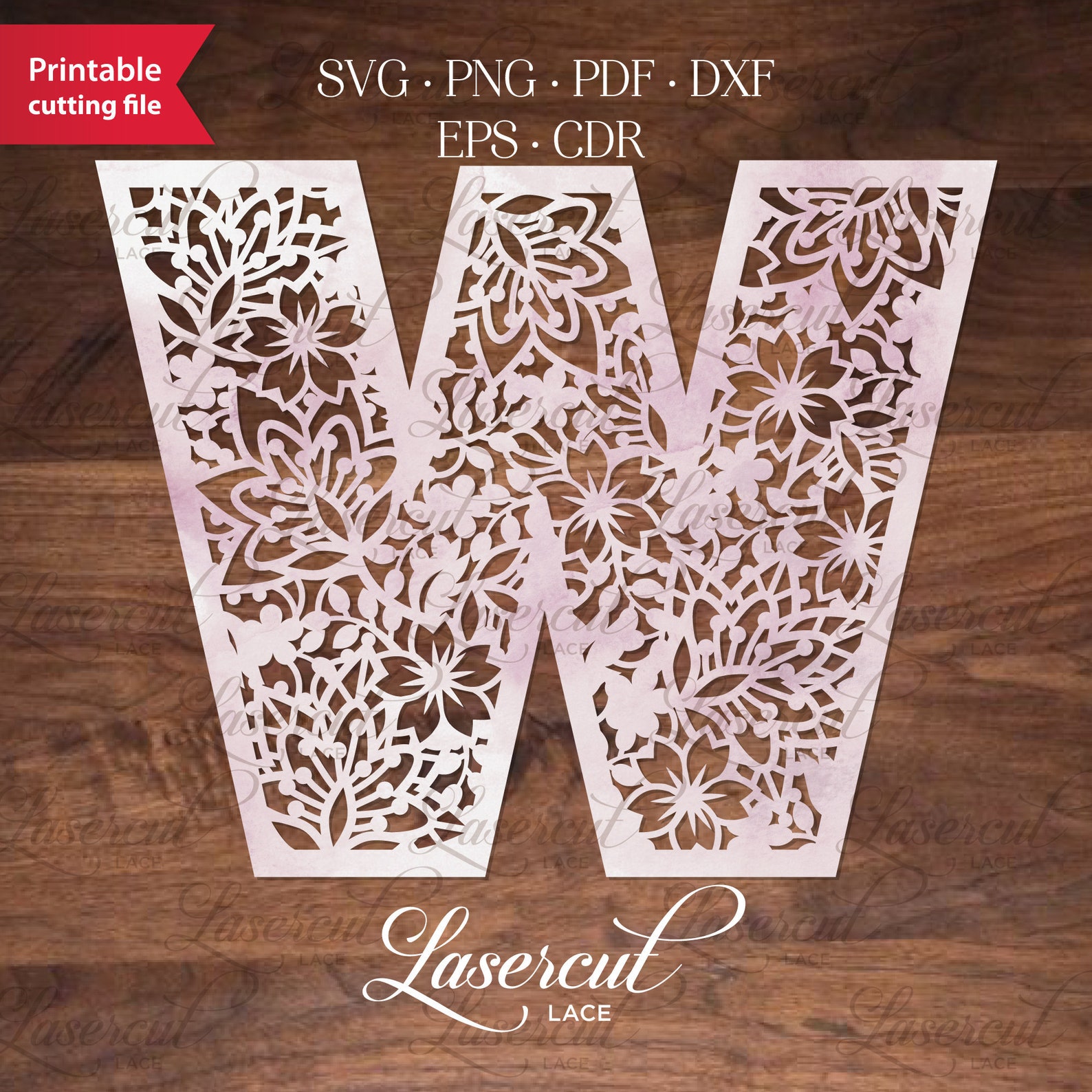 Monogram Letter W Svg Cut File, Botanical Alphabet Lasecut Template ...
