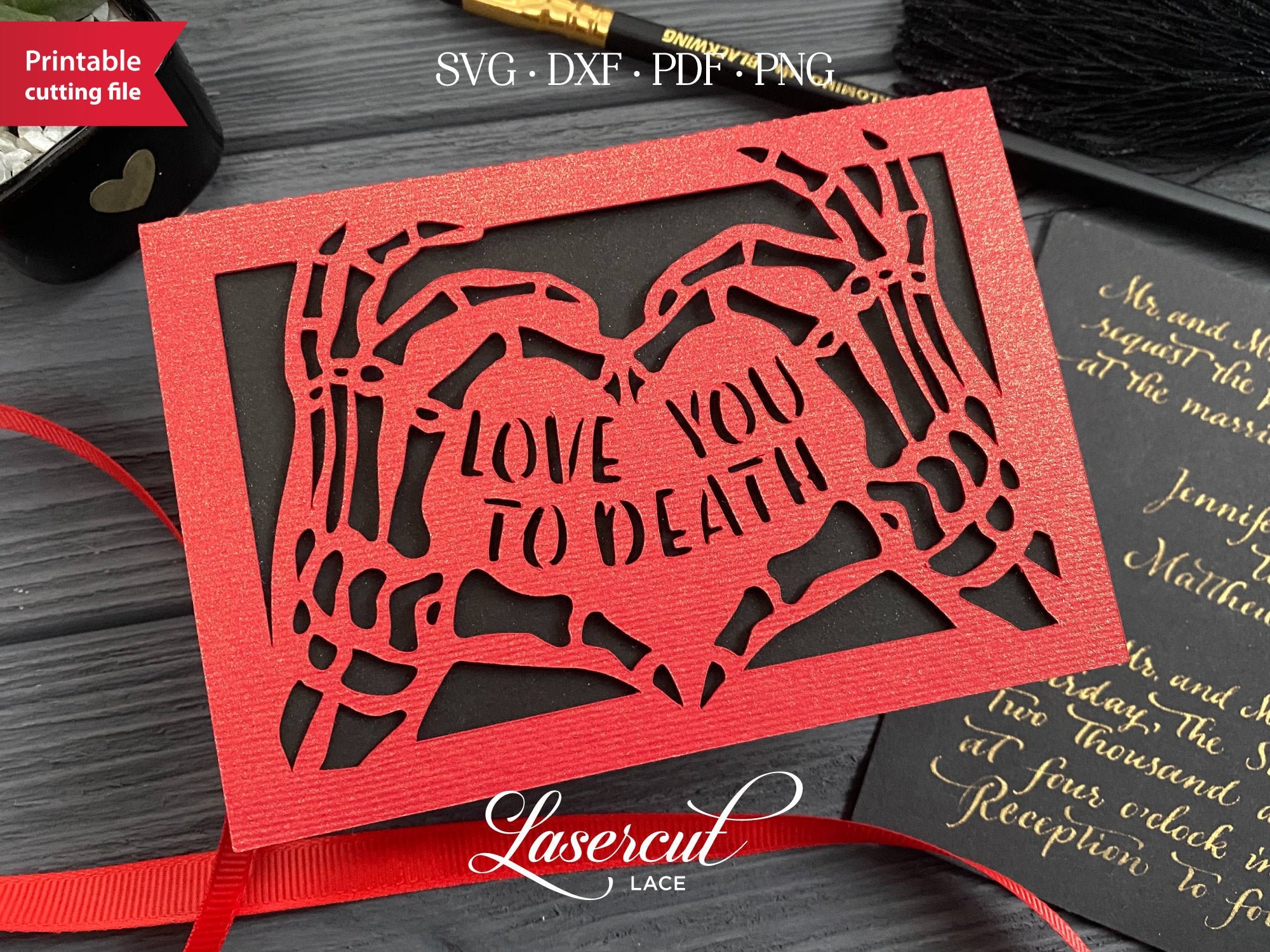 Love you to death SVG cuttable Valentine's Day card 35x5 | Etsy
