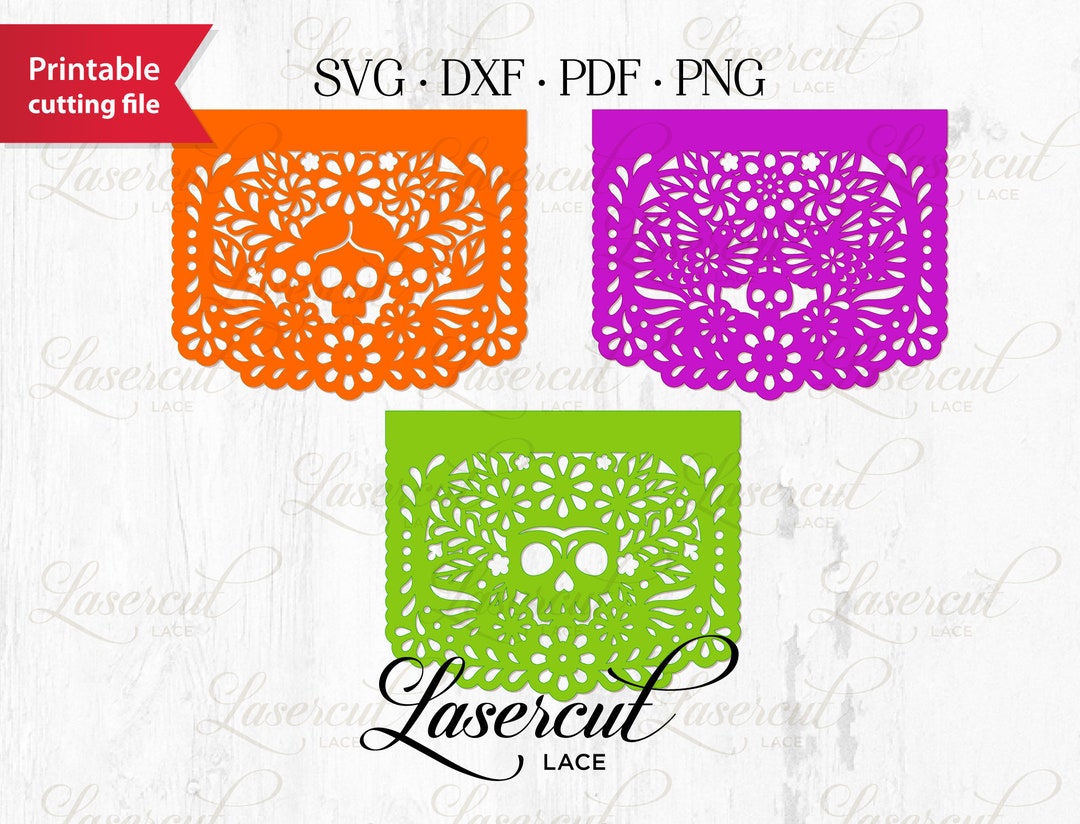 Papel Picado Banners Template SVG Cut File, Altar De Los Muertos Dxf ...