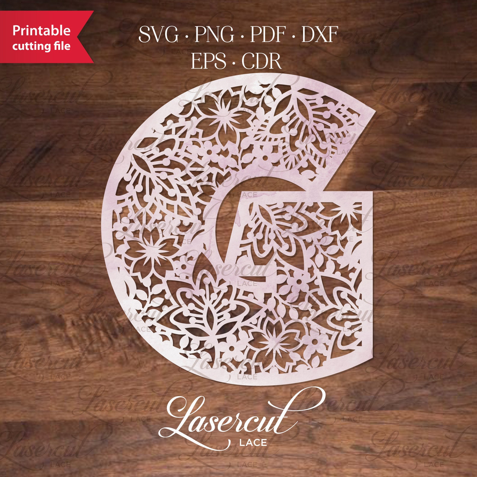 Lasercut letter G monogram svg cut file letter intial floral | Etsy