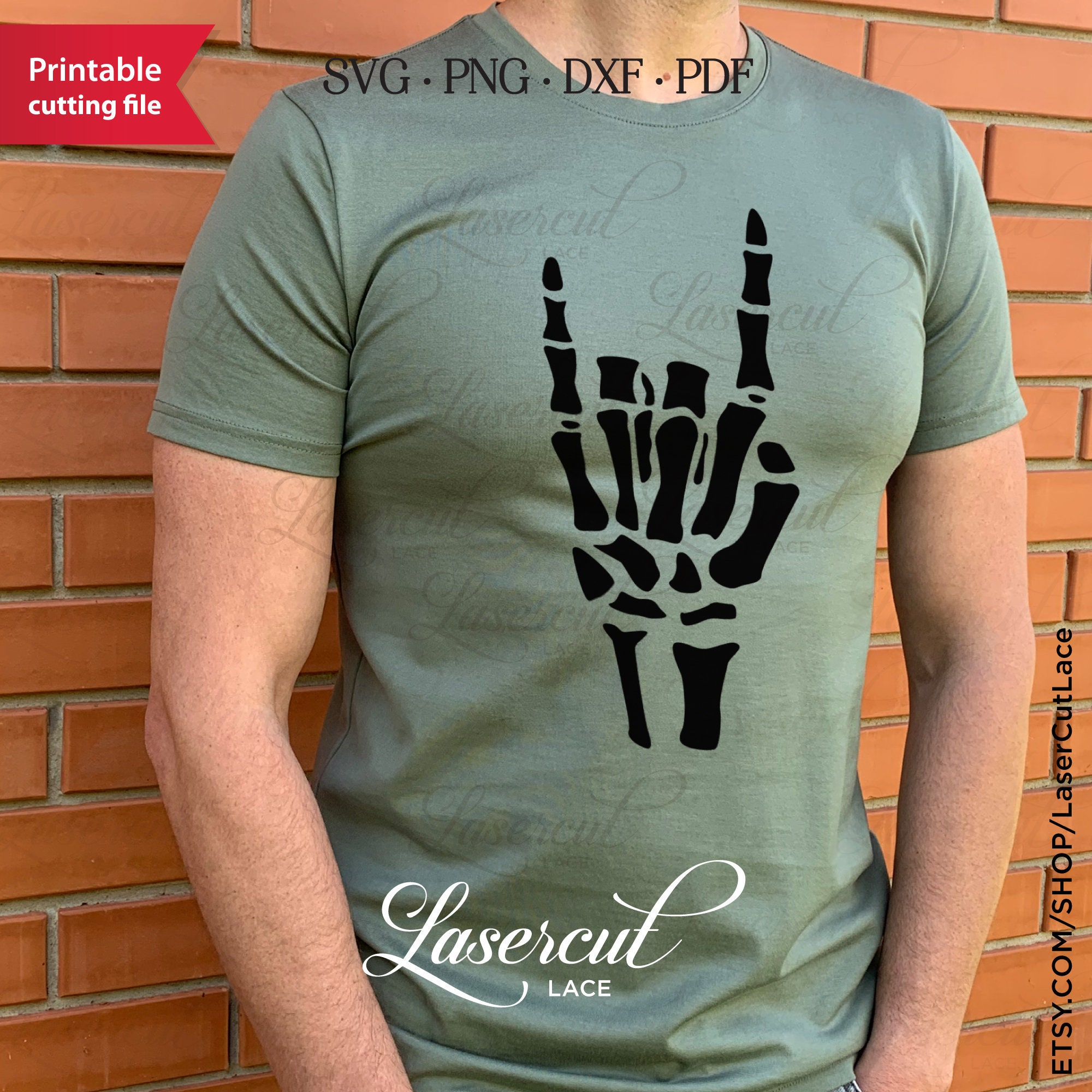 Rock on Skeleton Hands SVG File, Ok Sign Halloween Stencil Design ...
