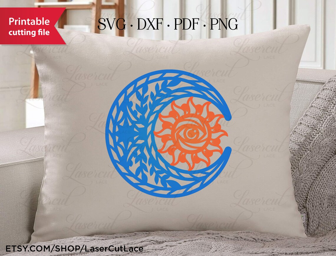 Boho Sun and Moon SVG Cut File Celestial Mandala With Half | Etsy
