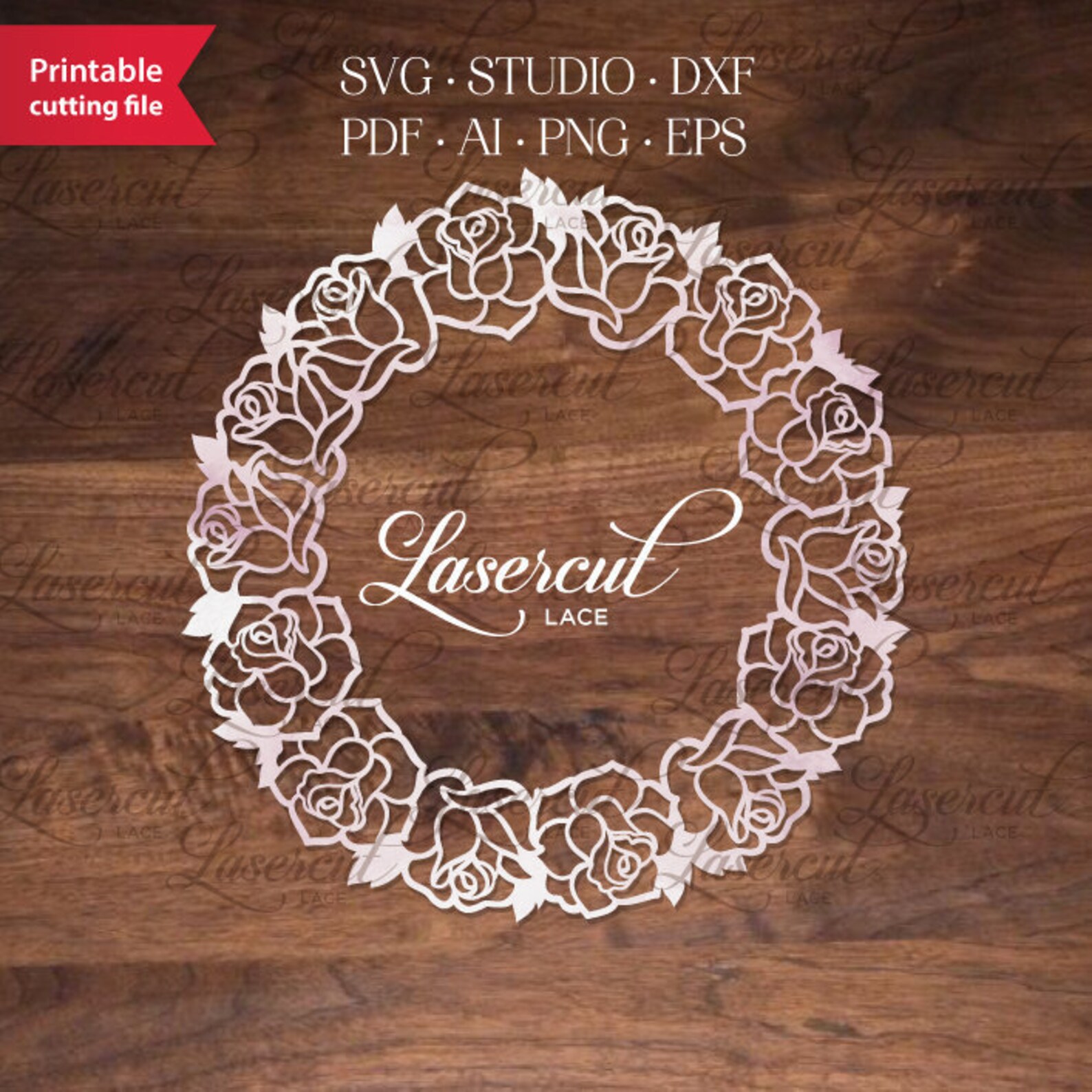 Wreath monogram frame svg Flower wreath laser cut vector | Etsy