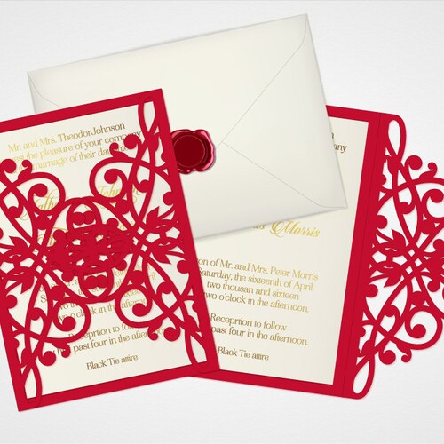 Cricut SVG Wedding Invitation Template Lasercut Card for - Etsy