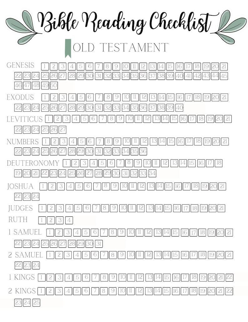 Bible Reading Checklist, Bible Study - Etsy