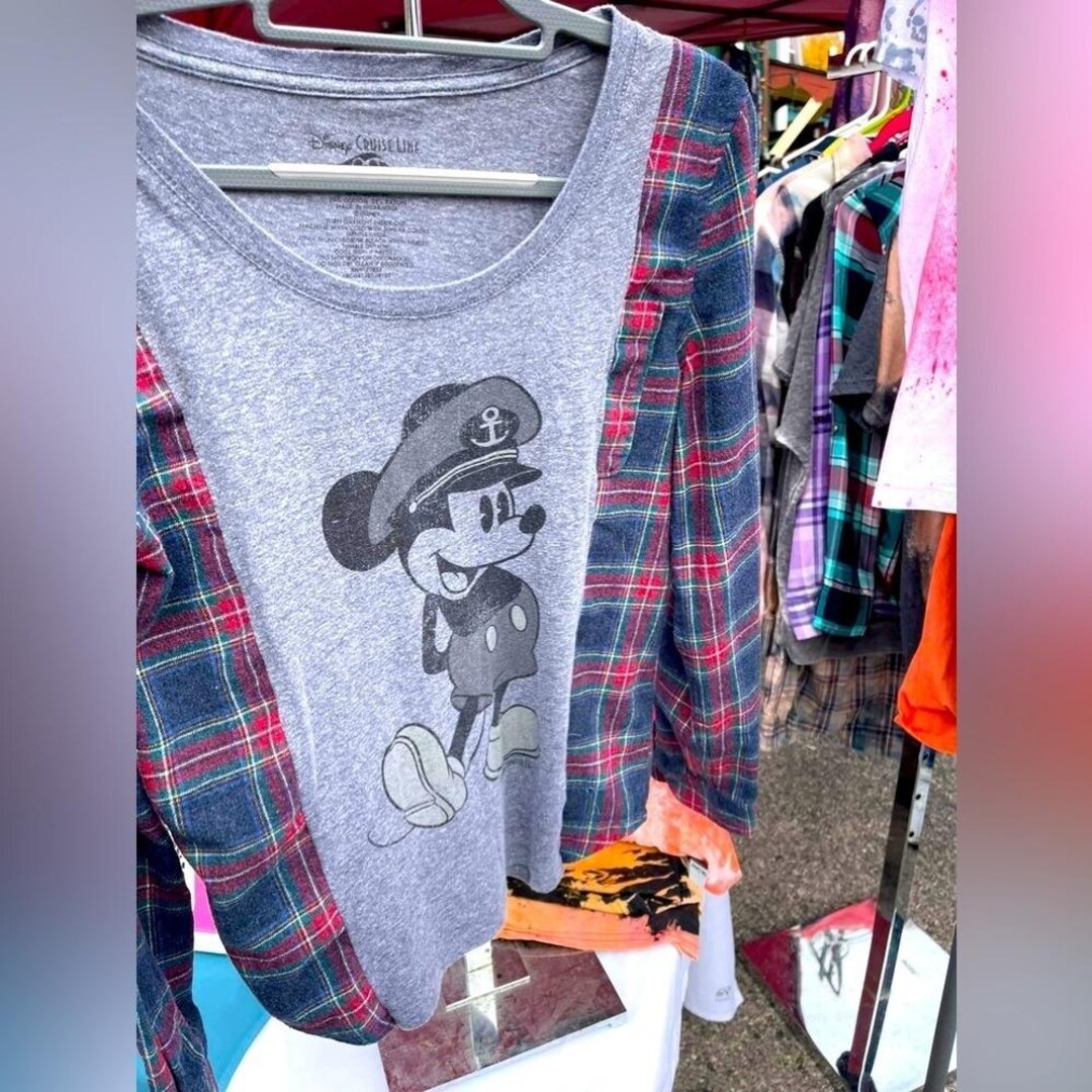 One of a Kind - Reworked Mickey Mouse Flannel - Tunic Fit Sm- Med - Etsy