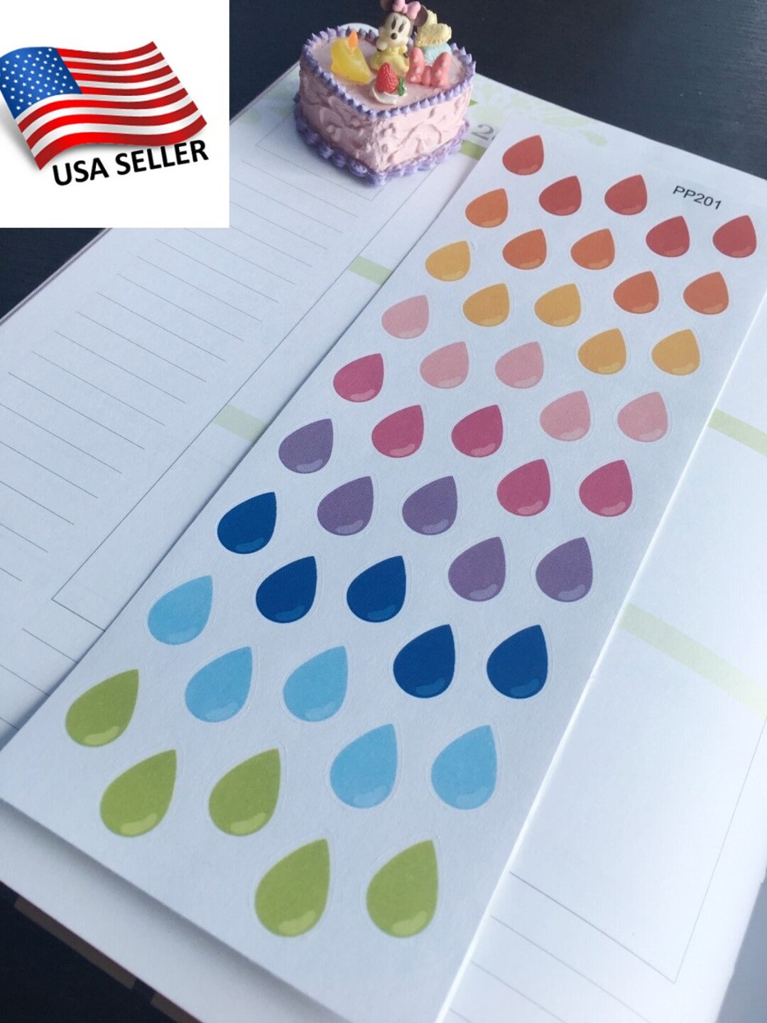Water Drops Planner Stickers: Colorful Raindrop Decals S-201 - Etsy