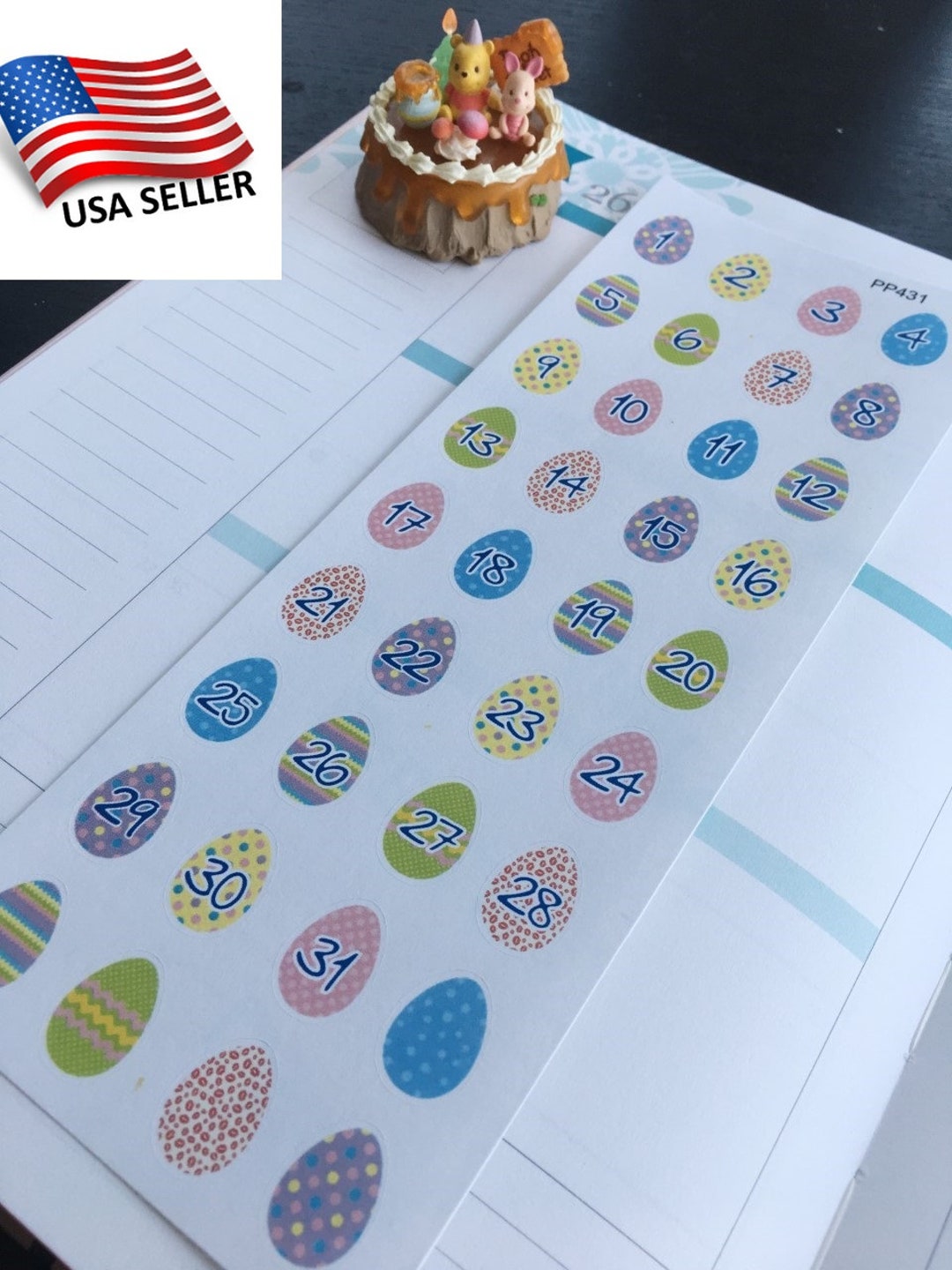 Easter Eggs, Easter Bunny Countdown Planner Stickers ||perfect 4 Erin ...